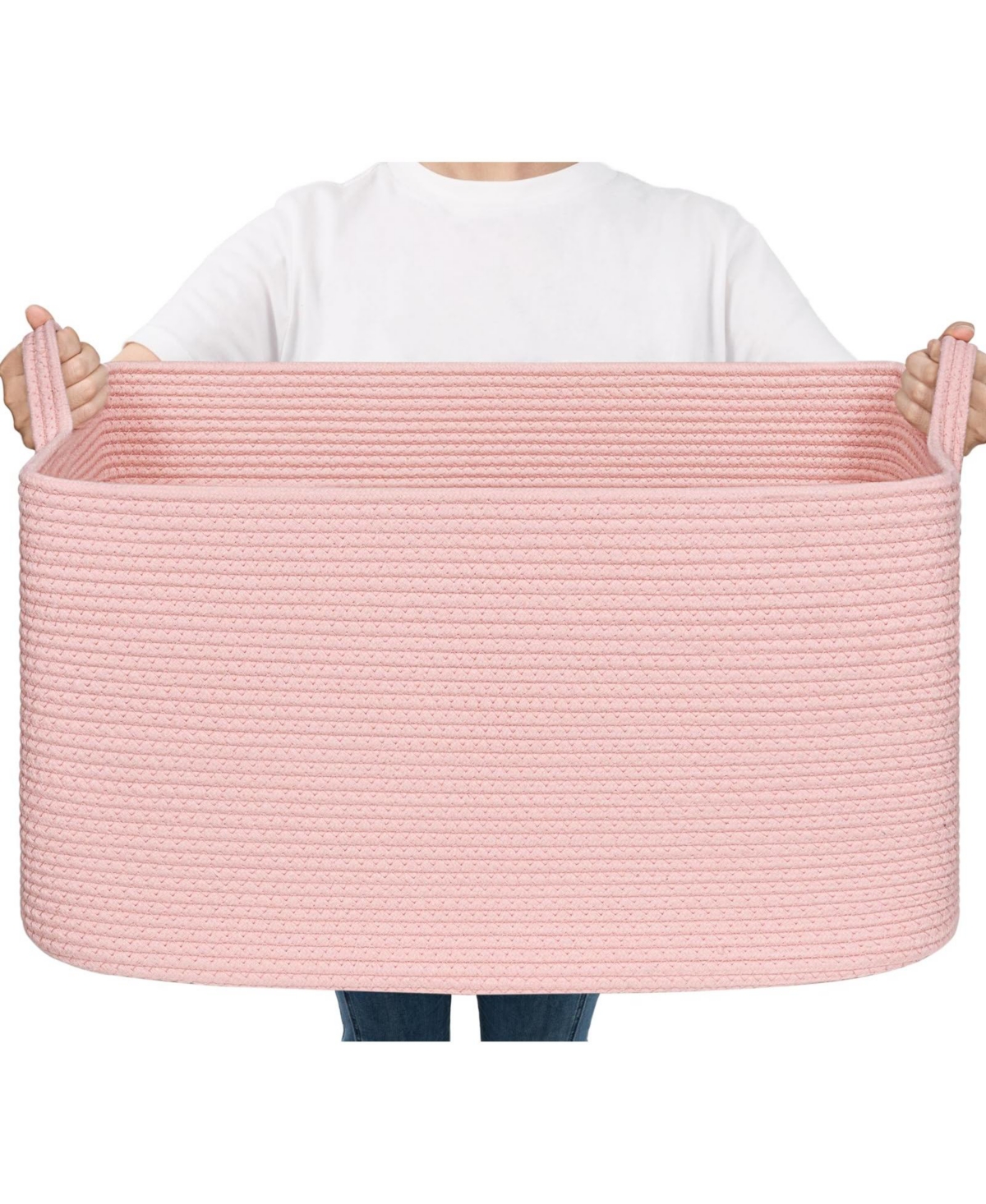 Click here for Gnuadz Woven Rope Storage Basket Rectangle - Pink prices