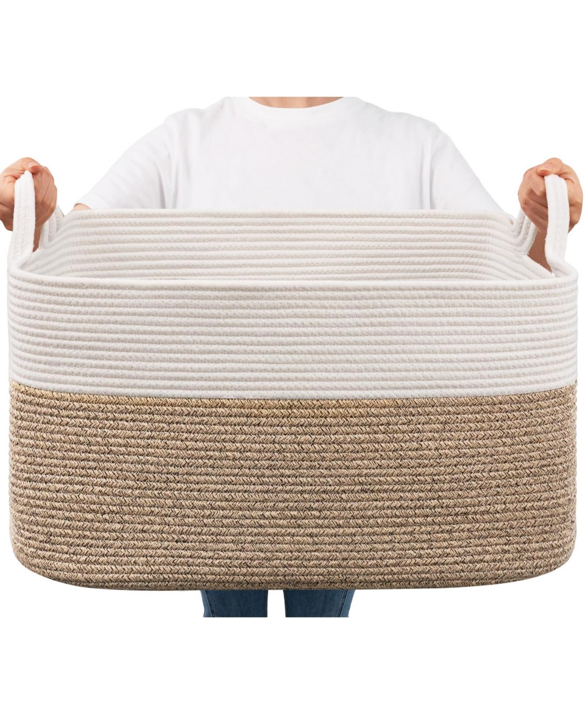 Click here for Gnuadz Woven Rope Storage Basket Rectangle - White... prices