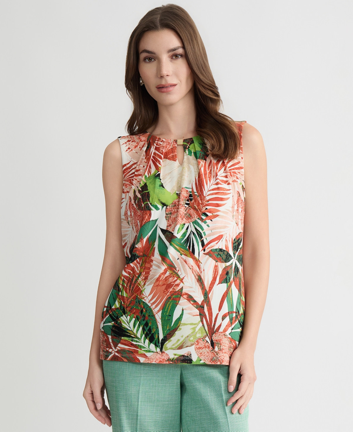 Click here for Kasper Womens Pleated Keyhole Top - Vanilla Ice Mu... prices