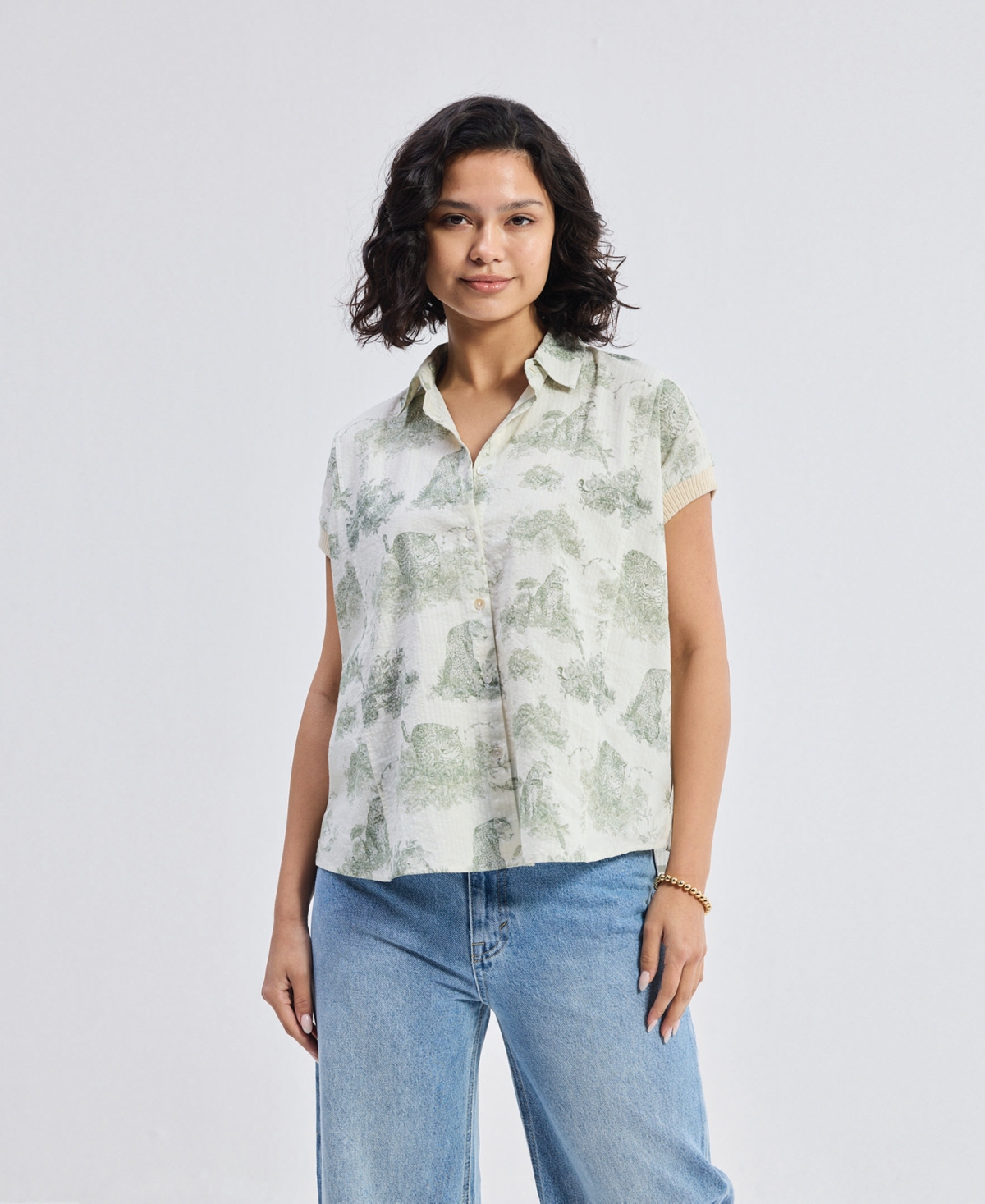 Click here for Reistor Womens Relaxed-fit Button-down Shirt in An... prices