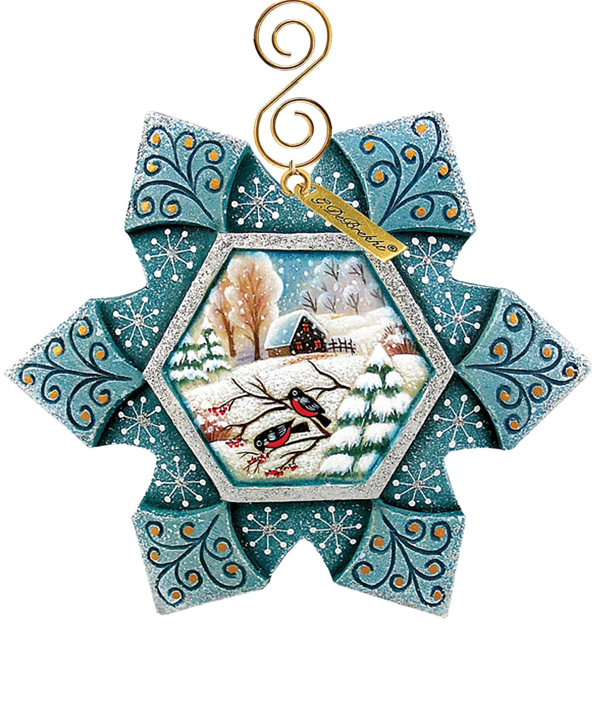 Click here for G.DeBrekht Hand Painted Scenic Ornament Robin Snow... prices