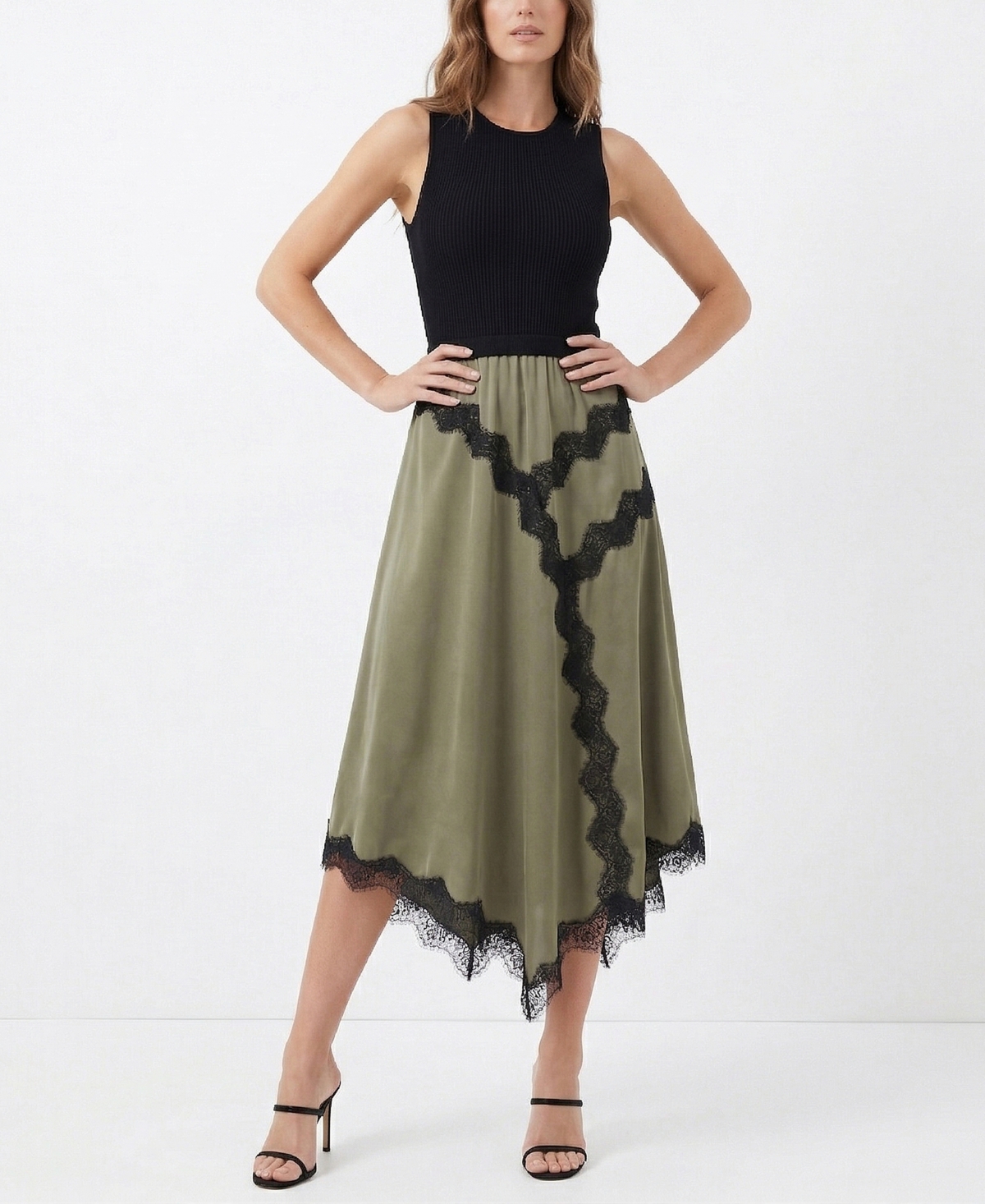 Click here for Taylor Womens Lace Trim Twofer Crewneck Sweater Dr... prices