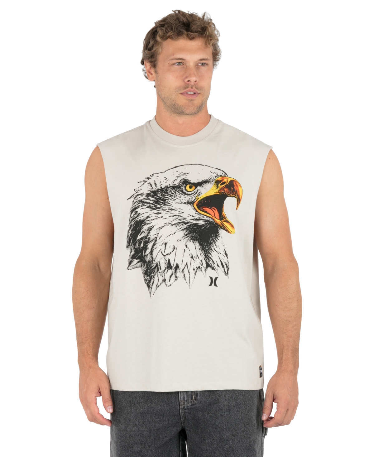 Click here for Hurley Mens Crewneck Muscle T-Shirt - Bone prices