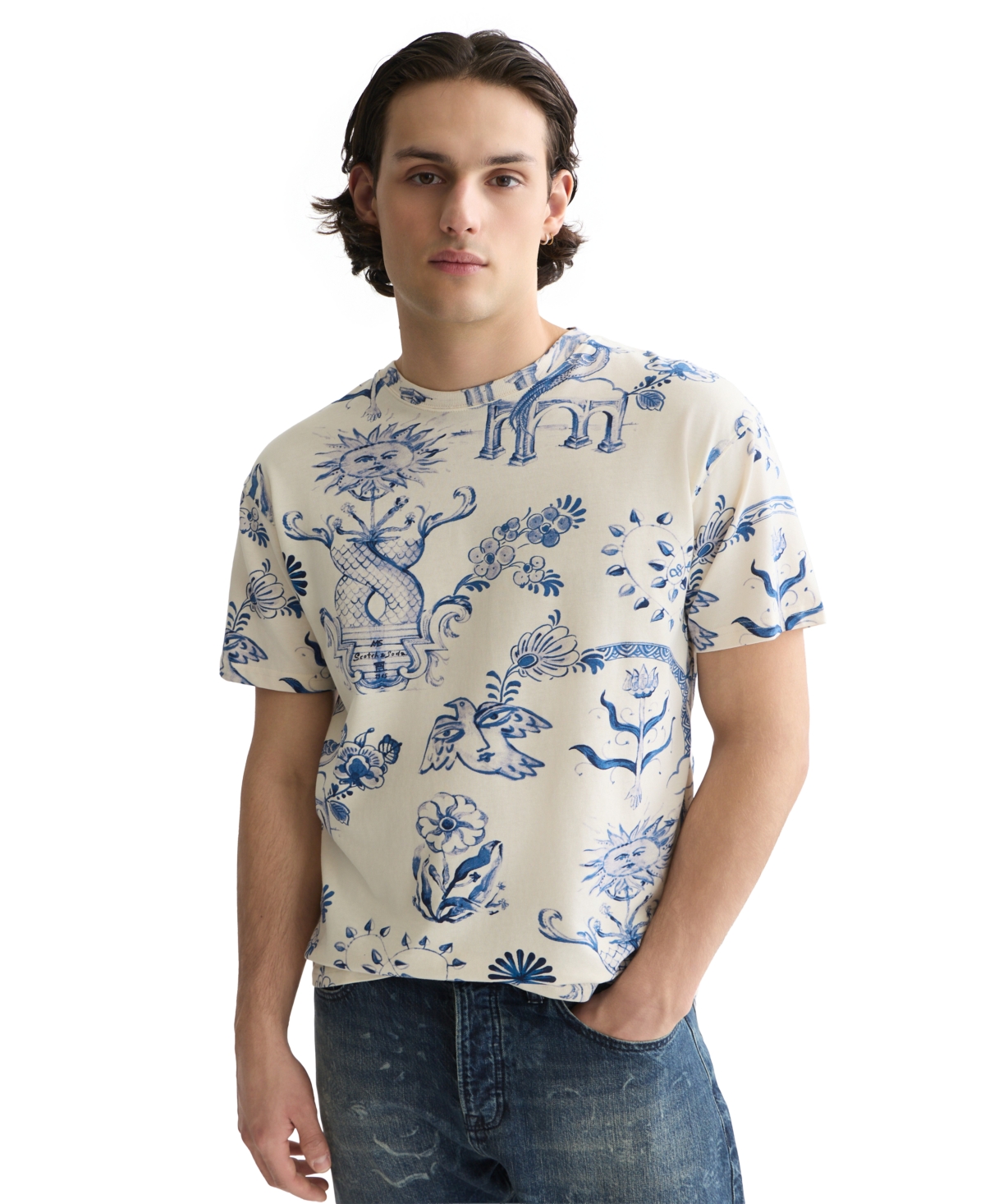 Click here for Scotch & Soda Mens Regular-Fit T-Shirt - Delft Til... prices