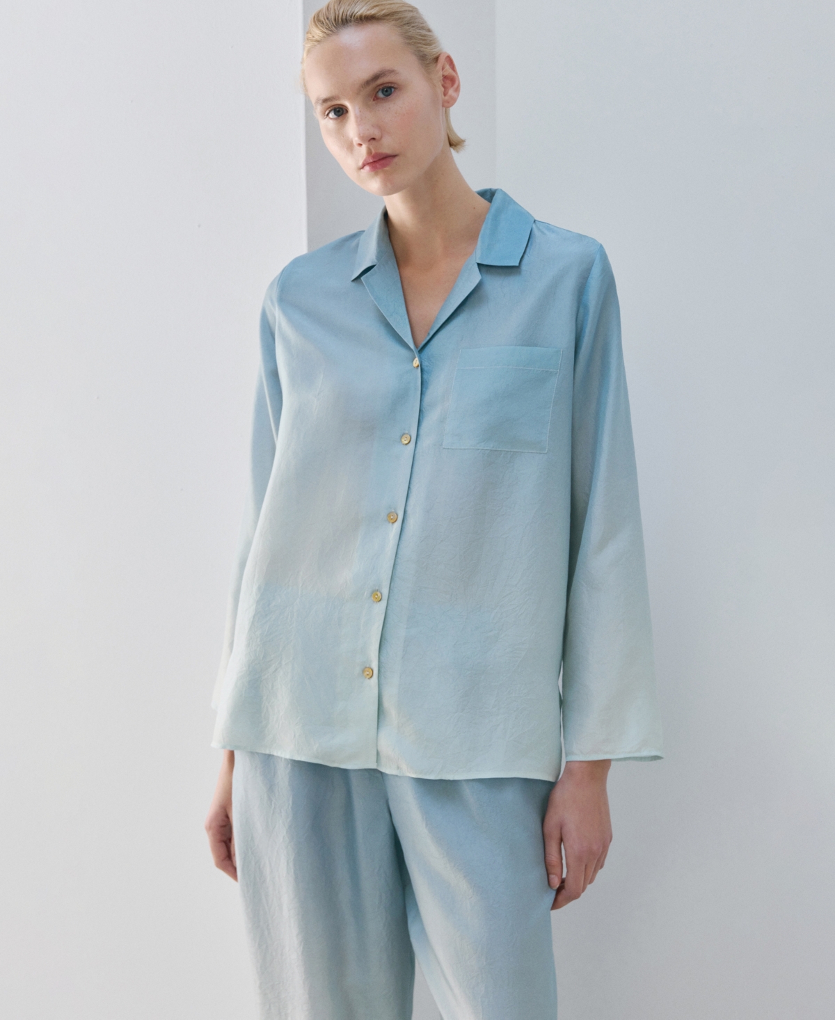 Click here for Mango Womens Ombre Silk Shirt - Blue prices