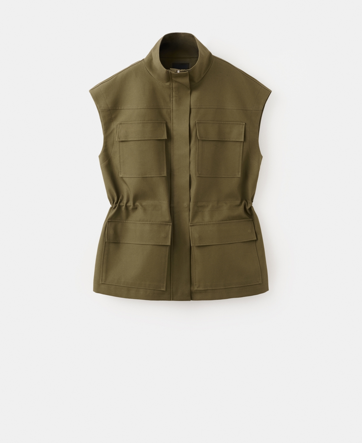 Click here for Mango Womens Pockets High-Neck Vest - Khaki prices