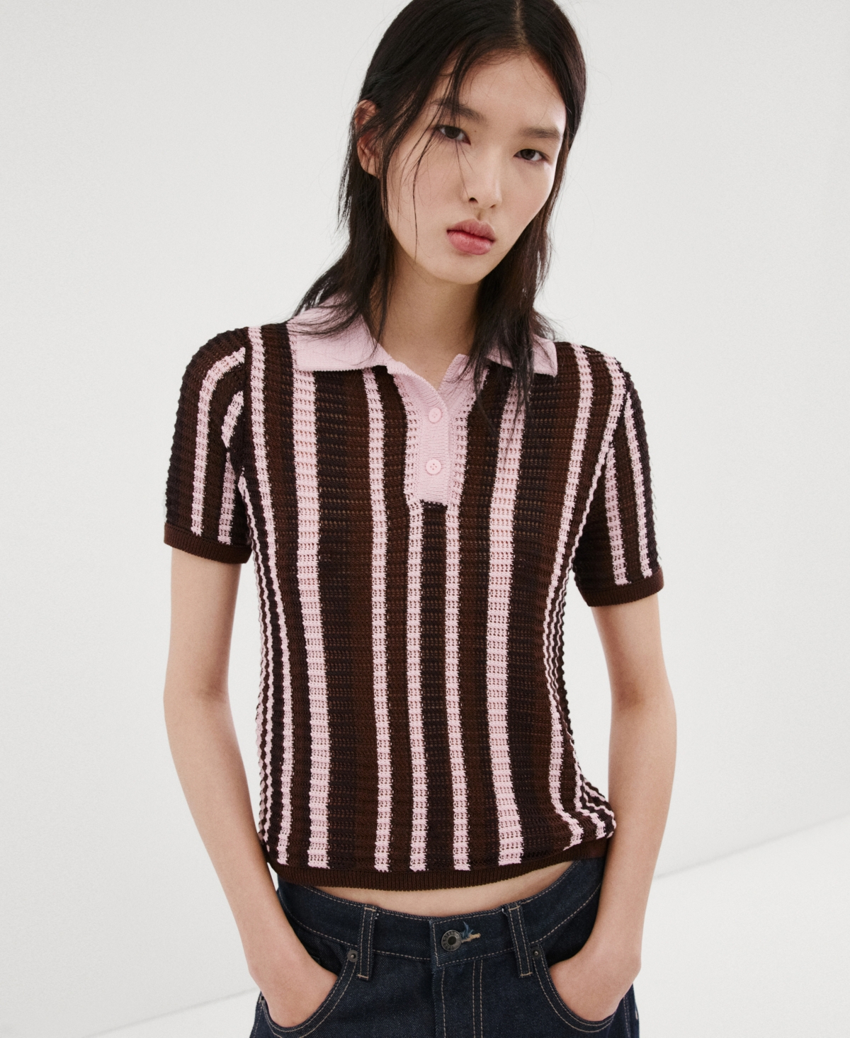 Click here for Mango Womens Knitted Polo-Neck Sweater - Chocolate prices