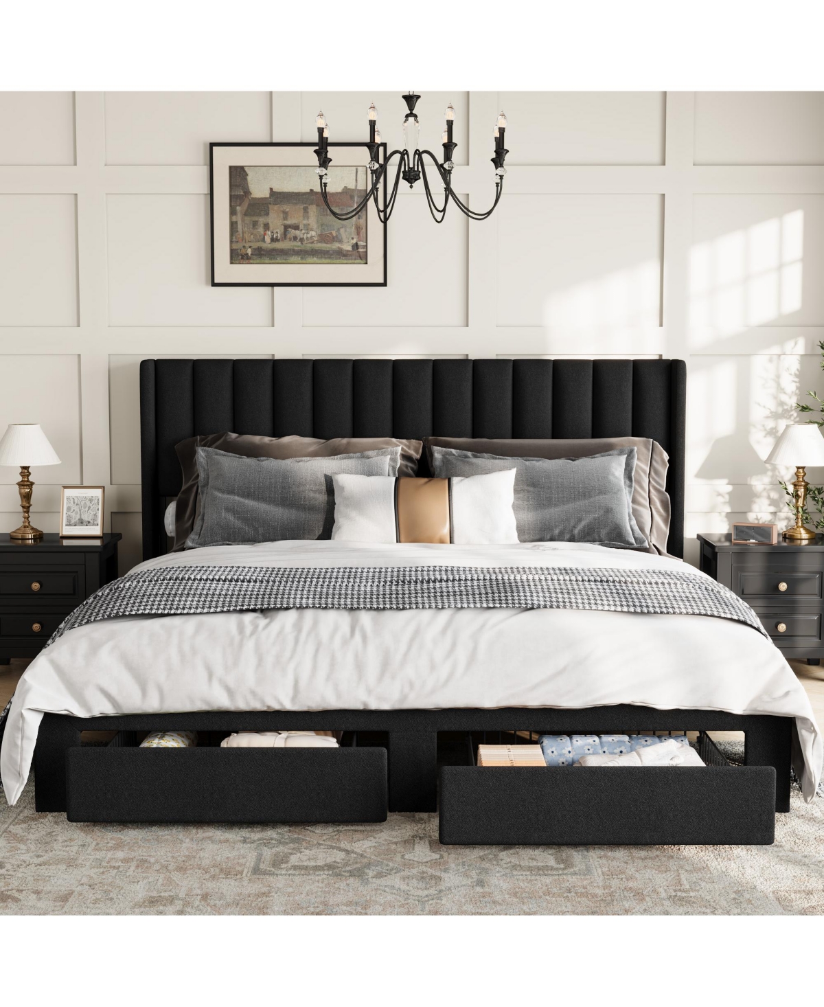 Click here for Homfan Bed Frame with 2 Storage Drawers  Velvet Up... prices