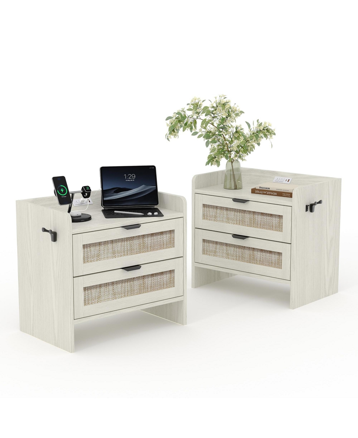 Click here for gaomon Home Set of 2 Boho Nightstands  Engineered... prices