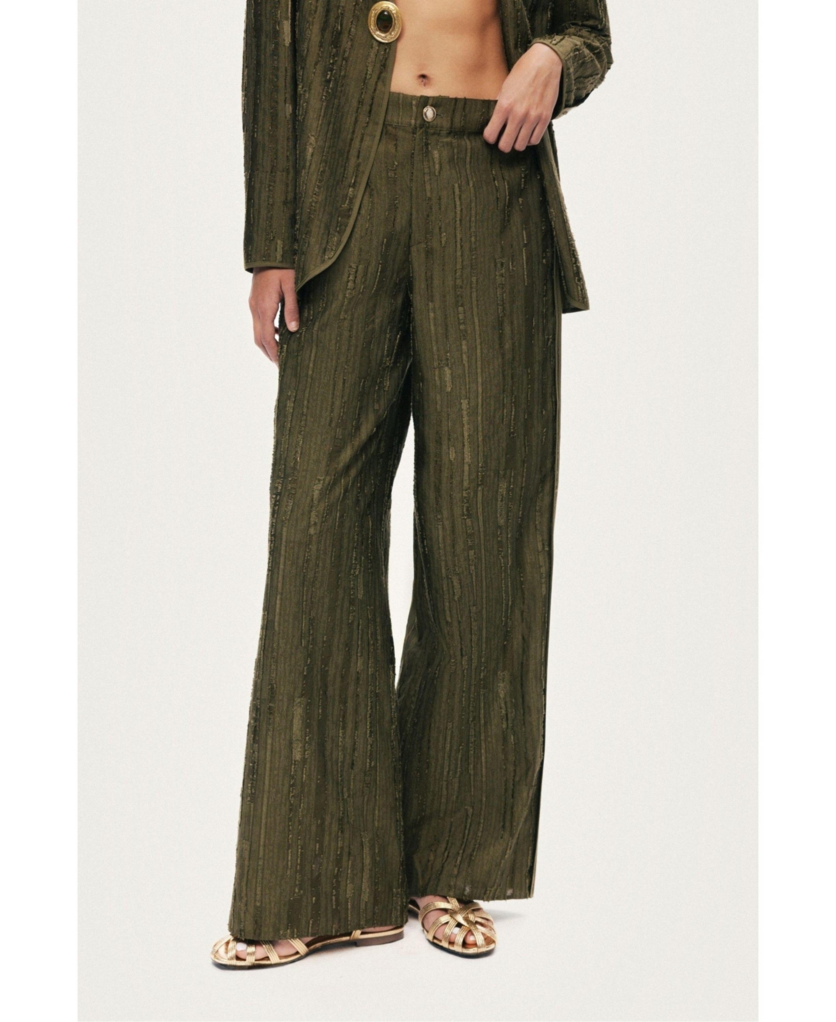 Click here for Nocturne Womens Textured Wide-Leg Pants - Khaki prices