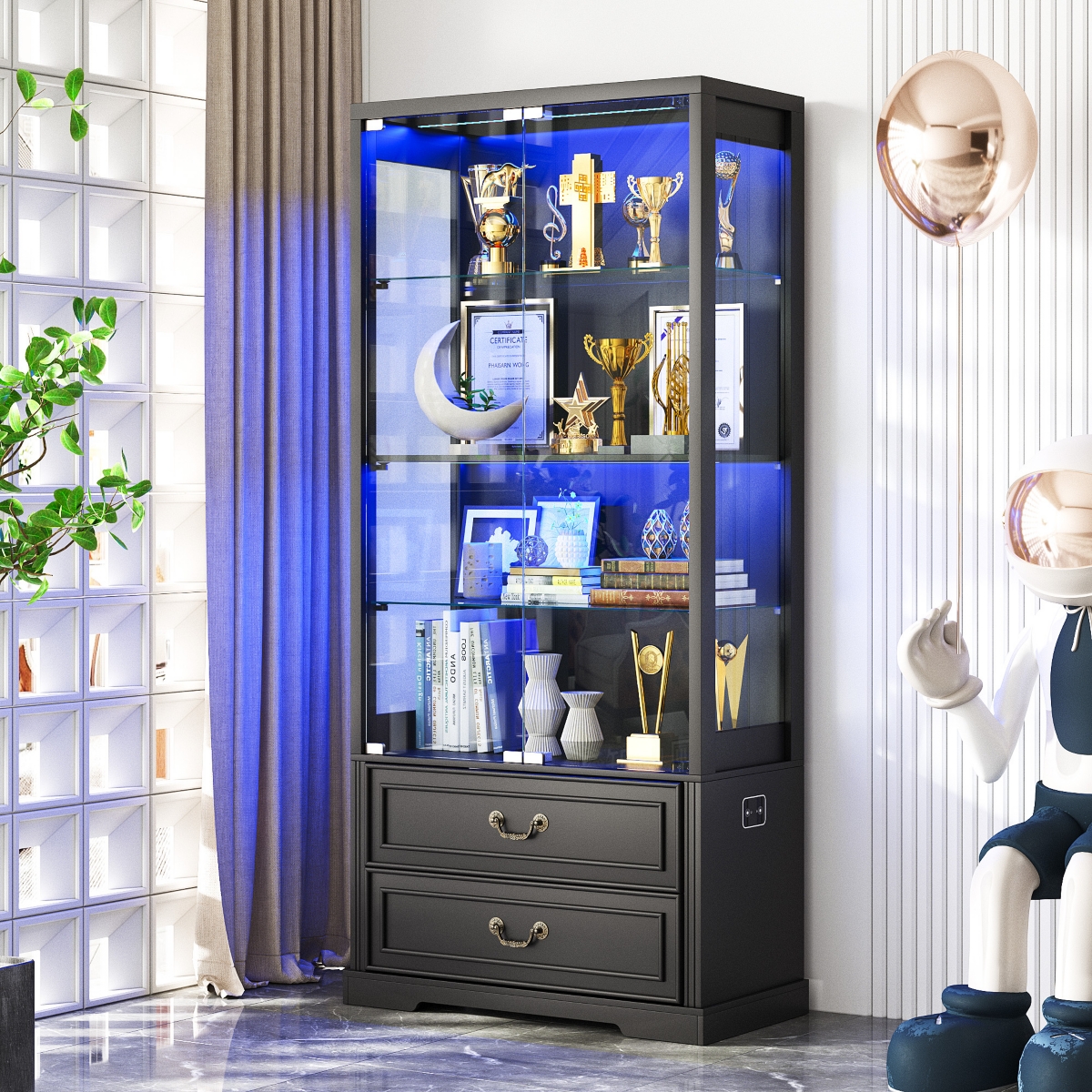 Click here for Vlsrka 67 Tall Display Cabinet with Glass Doors an... prices