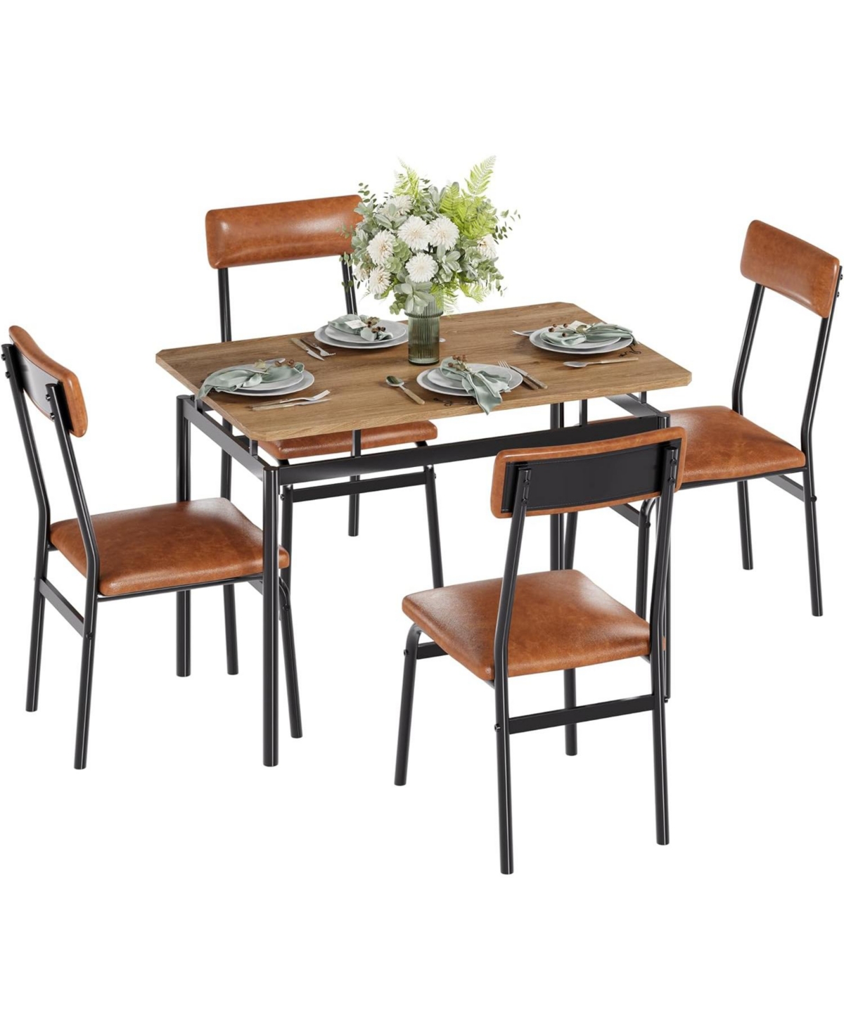 Click here for gaomon 5-Piece Industrial Dining Set  Wooden Table... prices
