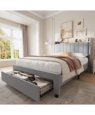 Click here for Homfan Upholstered Bed Frame With Storage Headboar... prices