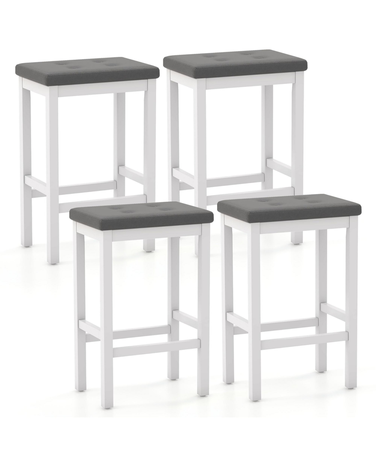 Click here for Gymax 24 Upholstered Bar Stools Set of 4 Home Kitc... prices
