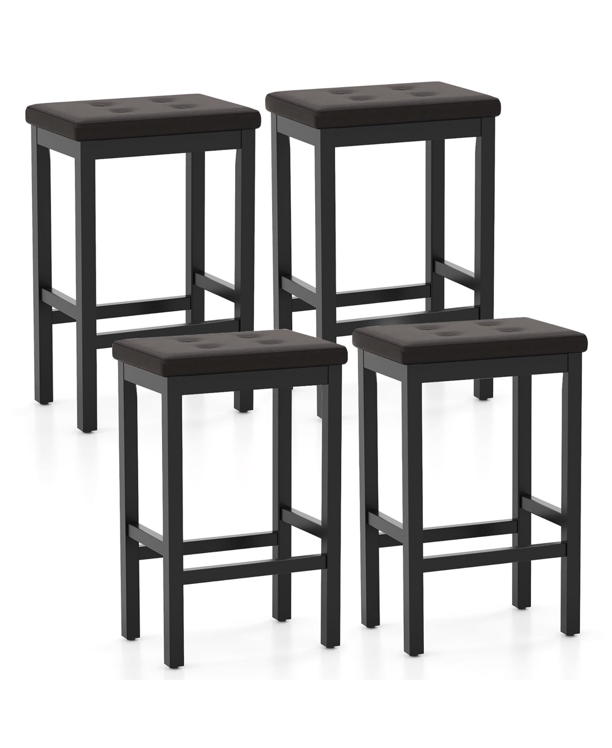 Click here for Gymax 24 Upholstered Bar Stools Set of 4 Home Kitc... prices