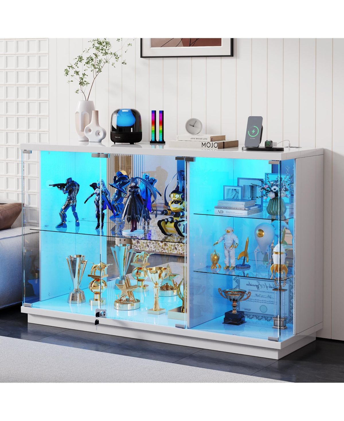 Click here for Vlsrka Glass Display Cabinet with Lock and Led Lig... prices