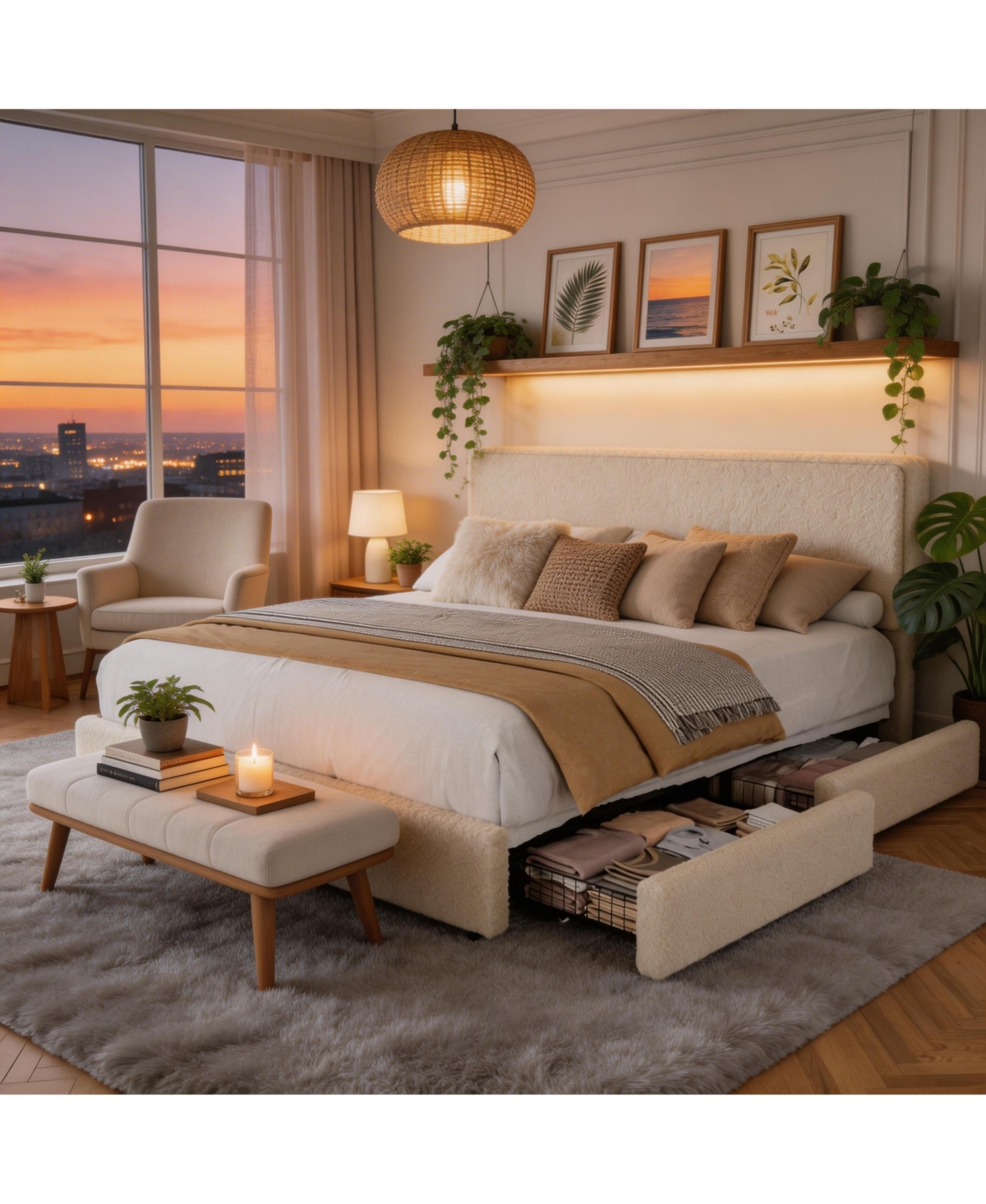 Click here for Homfan Cozy Boucle Upholstered Bed Frame â Moder... prices