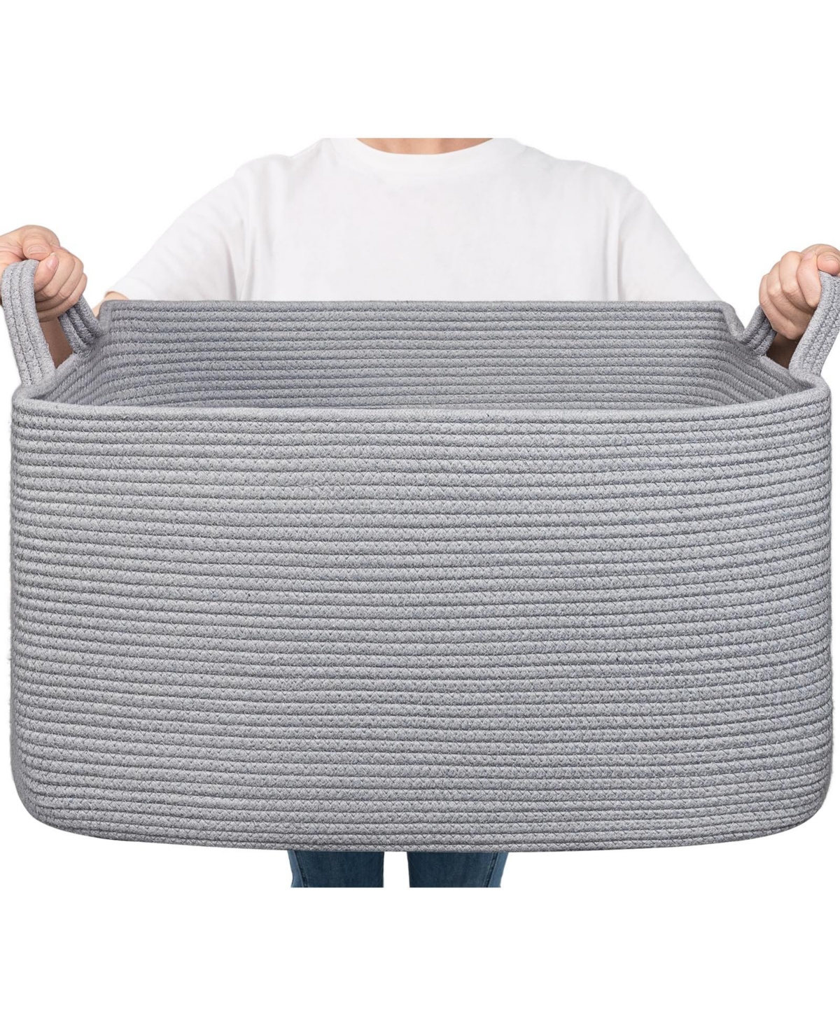 Click here for Gnuadz Woven Rope Storage Basket Rectangle - Grey prices