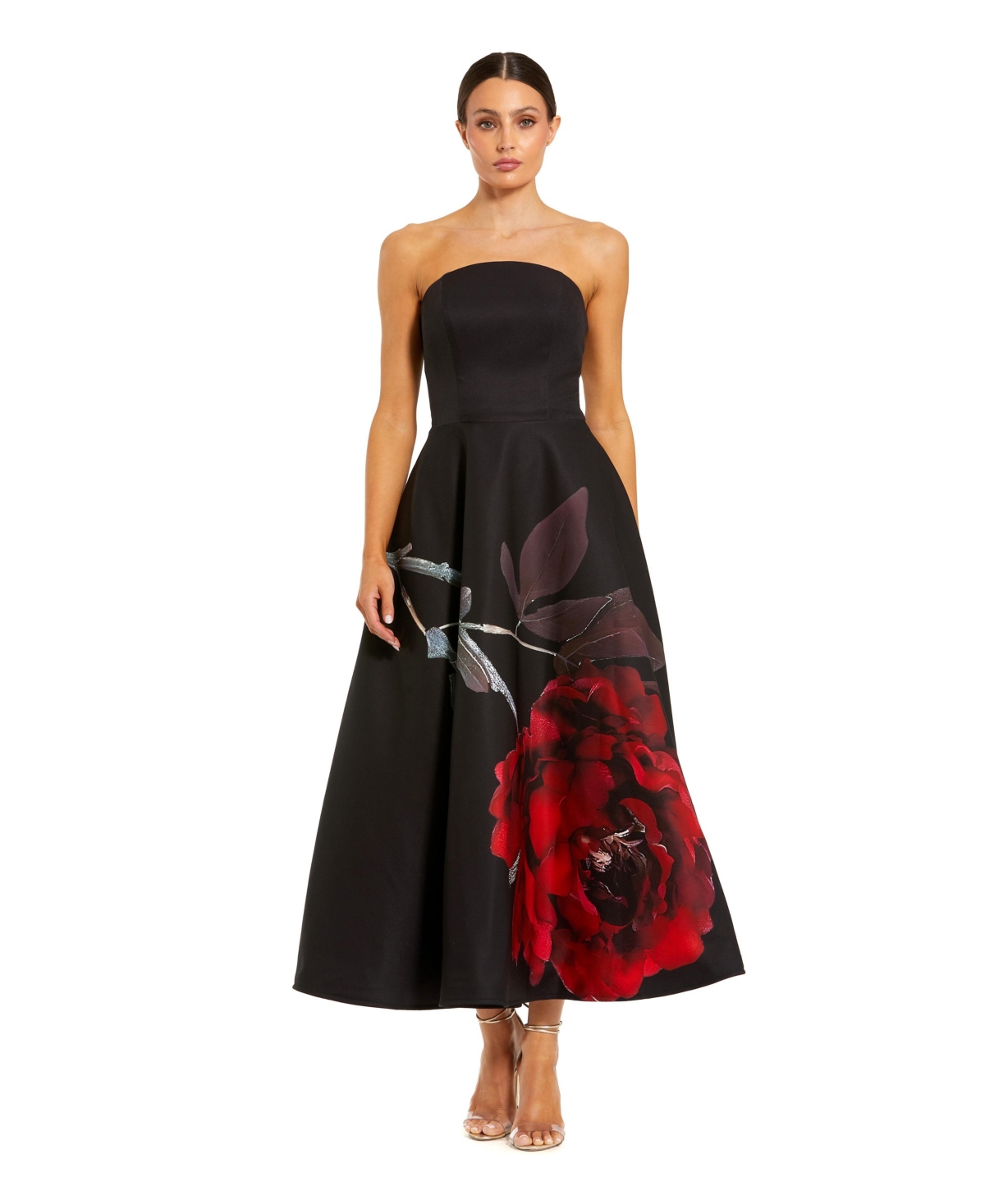 Click here for Mac Duggal Womens Strapless Crepe Floral Print A-L... prices