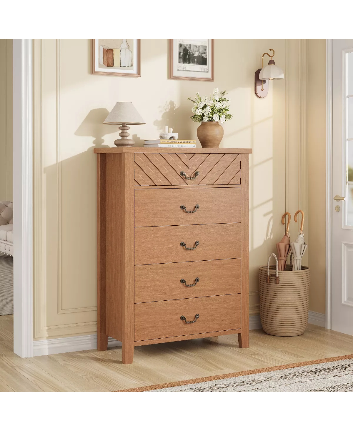 Click here for gaomon Farmhouse 5-Drawer Dresser for Bedroom  Fre... prices