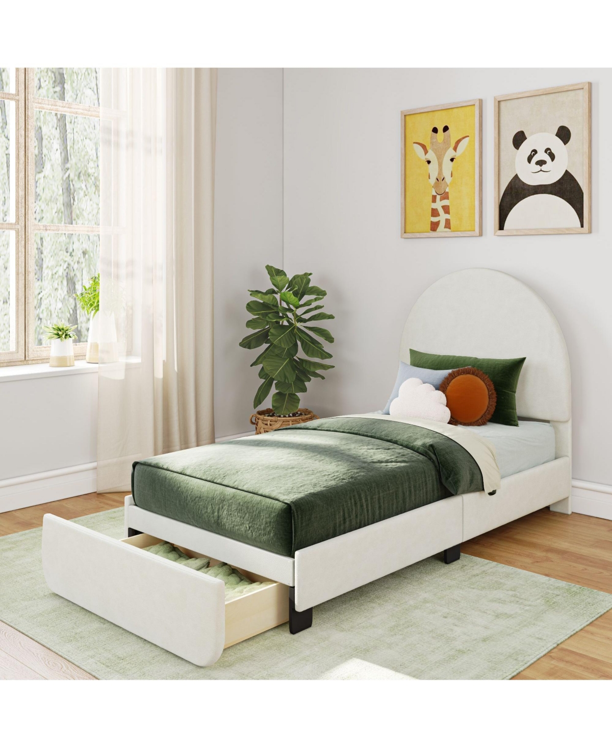 Click here for Max and Lily Upholstered Bed with Arch Headboard (... prices