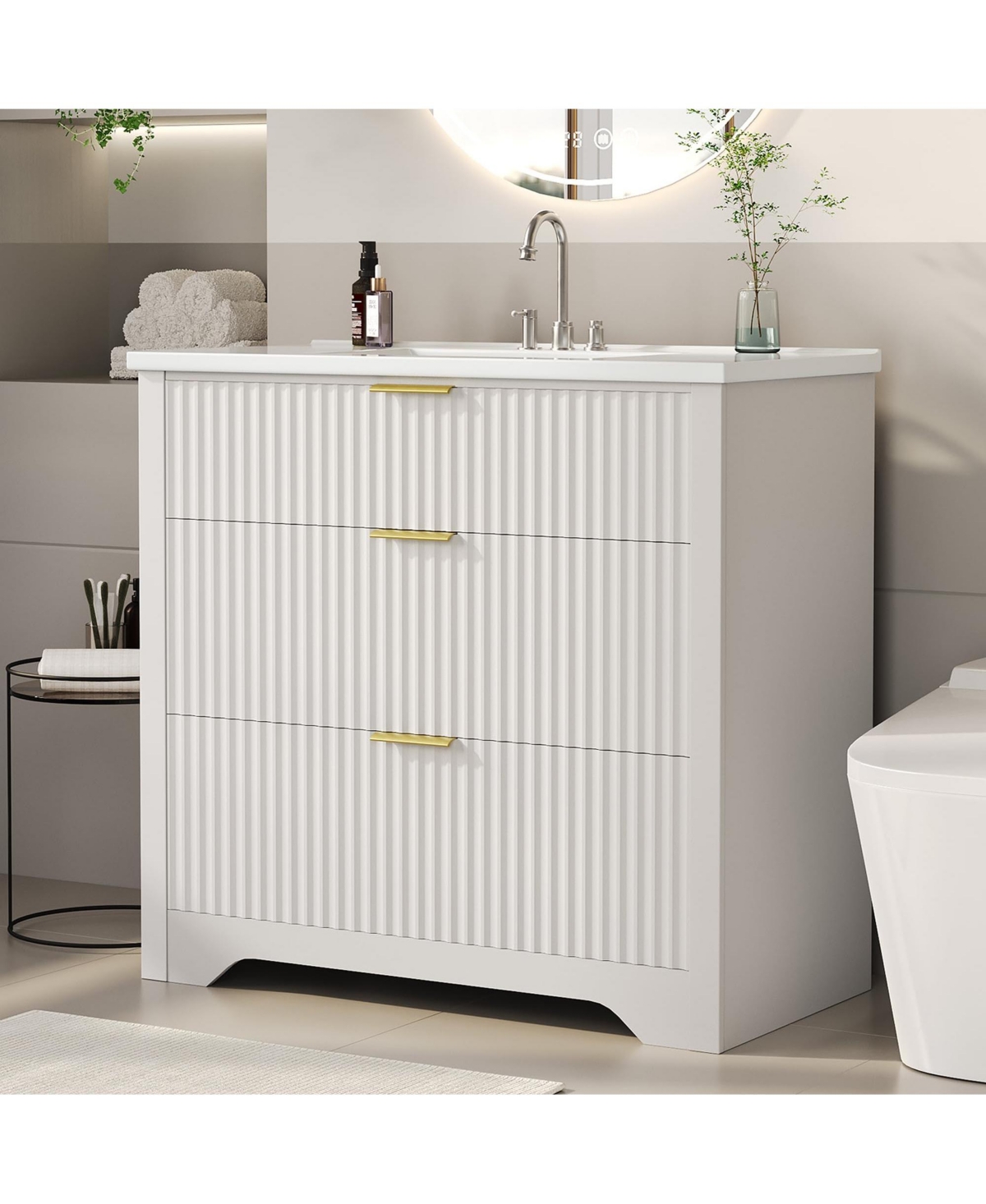 Click here for Gaomon Fluted Bathroom Vanity with Ceramic Sink Fr... prices