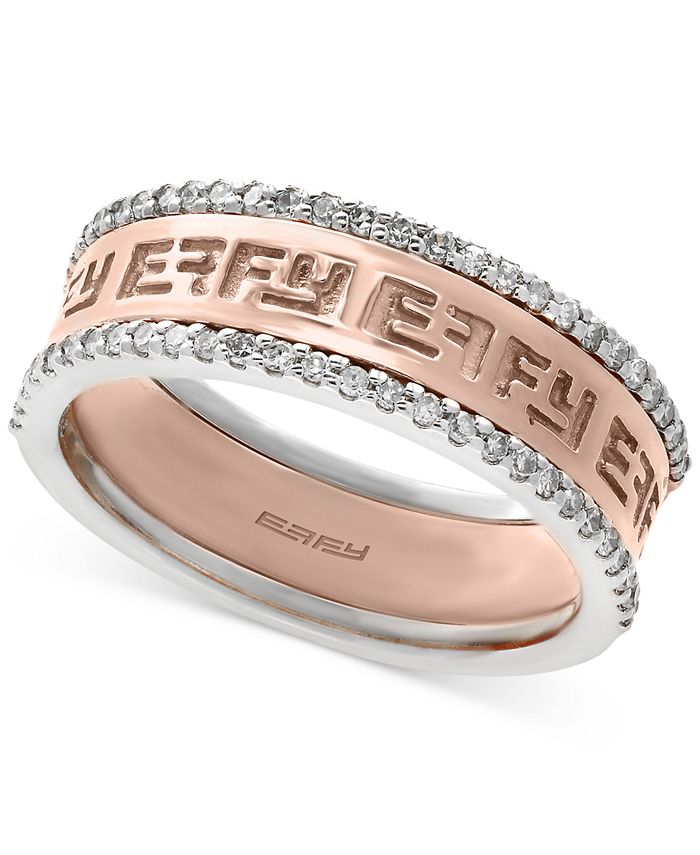 EFFY Collection EFFY® Diamond Band (1/4 ct. t.w.) in 14k White and Rose ...