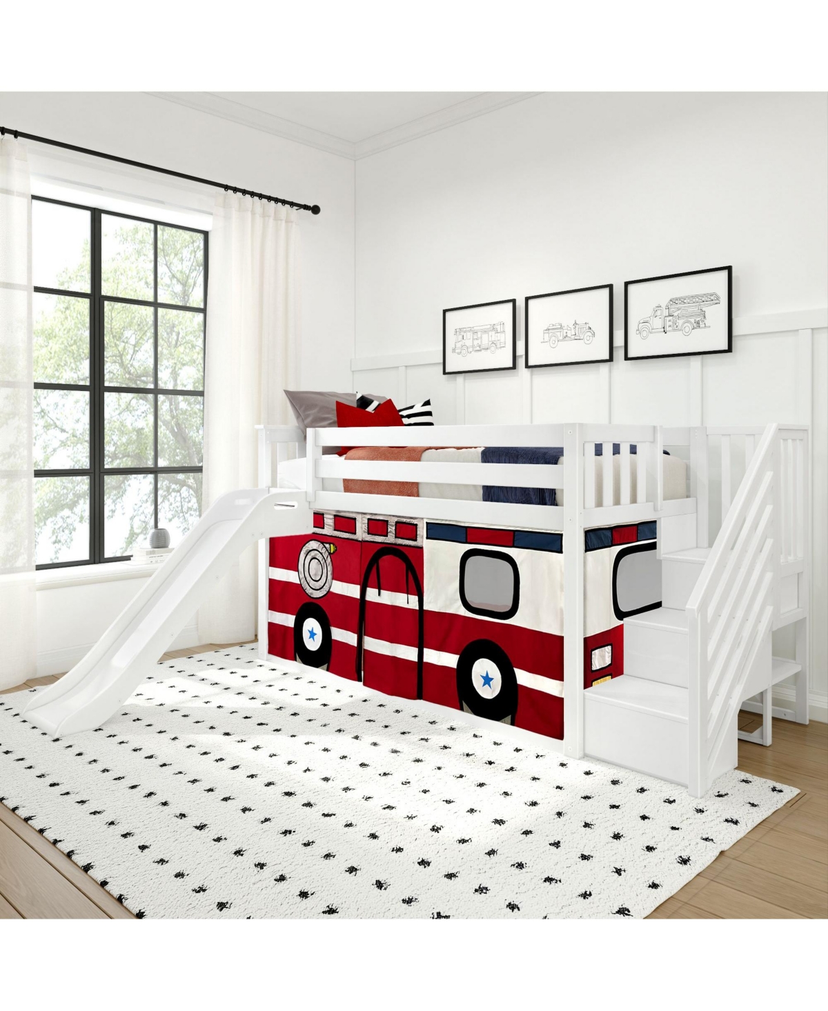 Click here for Max & Lily Low Twin over Twin Bunk With Stairs  Ea... prices
