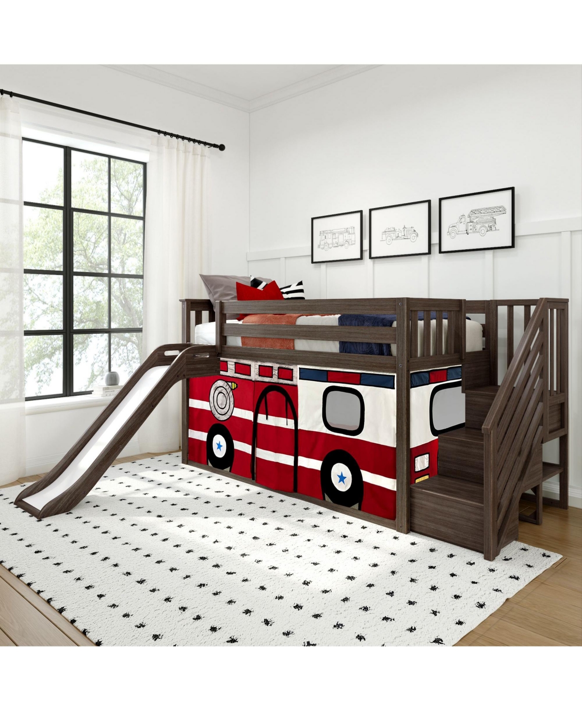 Click here for Max & Lily Low Twin over Twin Bunk With Stairs  Ea... prices