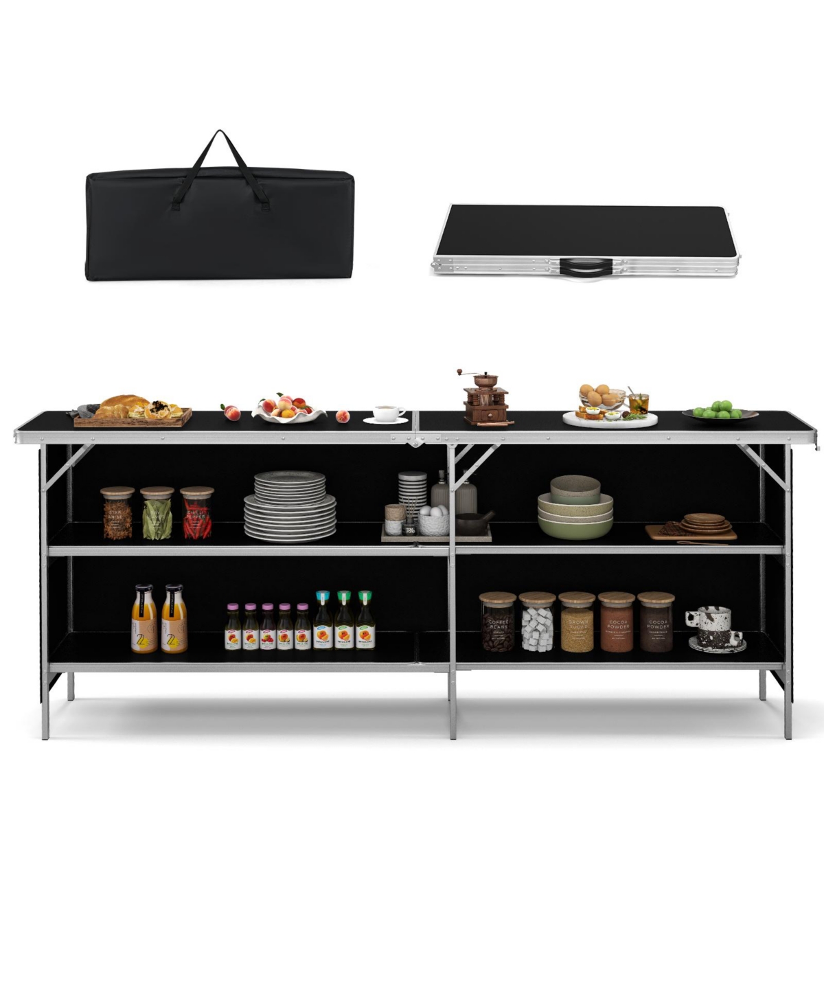 Click here for Gymax Portable Bar Table Folding Camping Table wit... prices