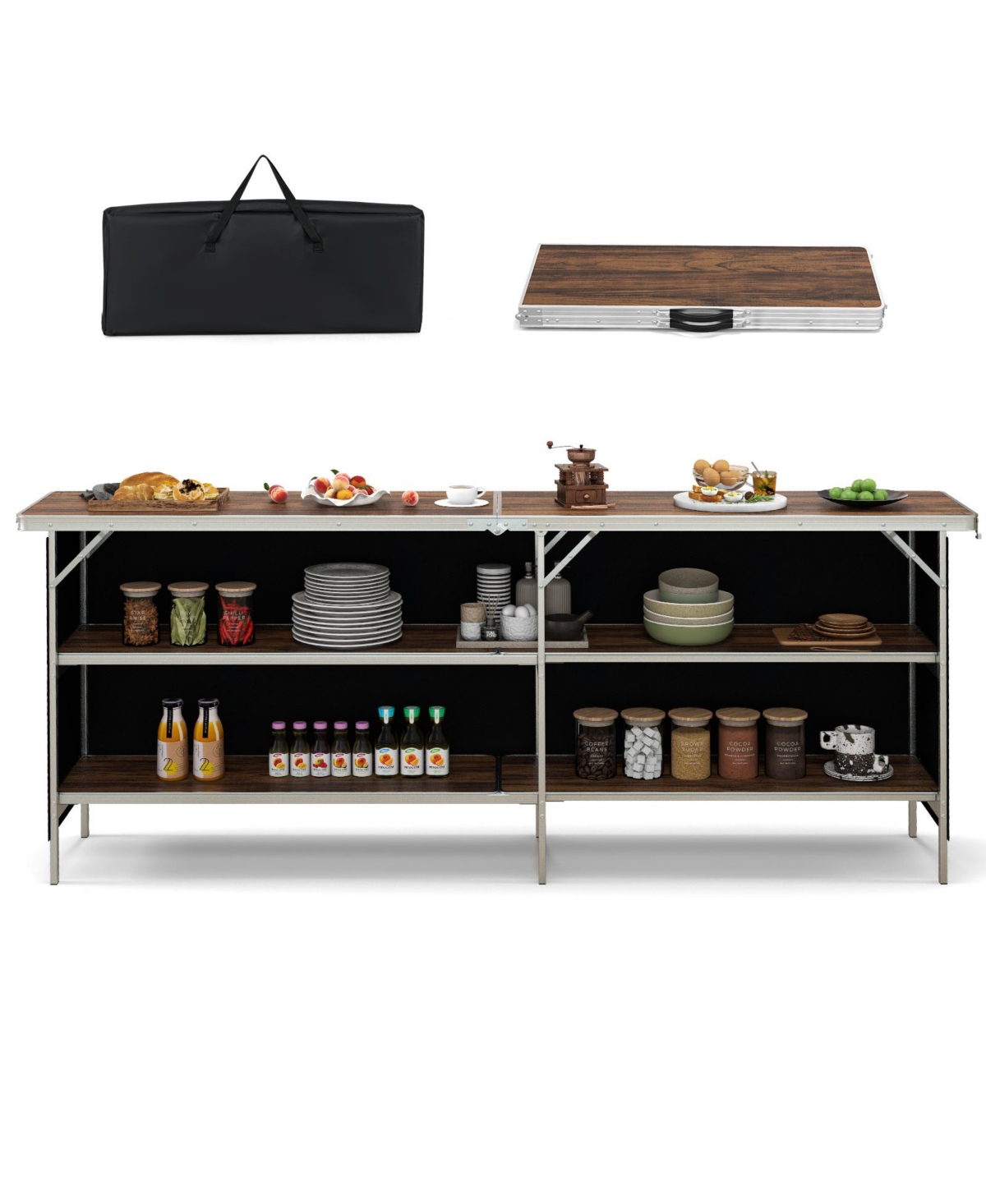 Click here for Gymax Portable Bar Table Folding Camping Table wit... prices