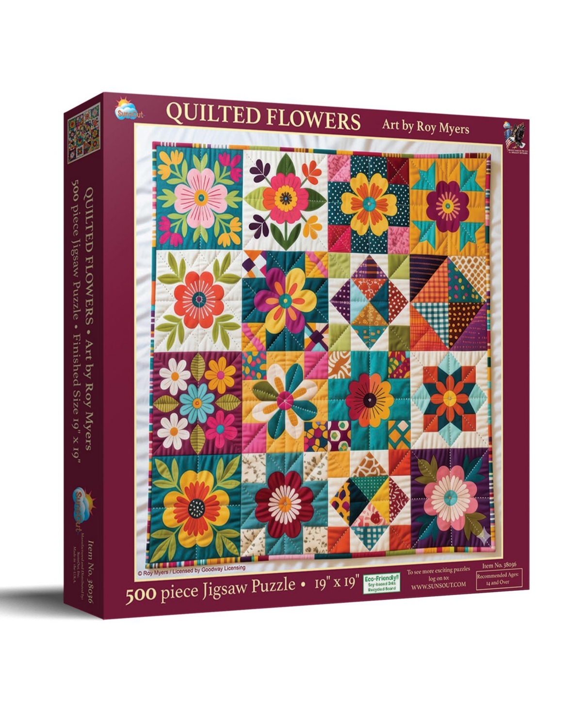 Click here for SunsOut Quilted Flowers 500 piece Jigsaw Puzzle fo... prices
