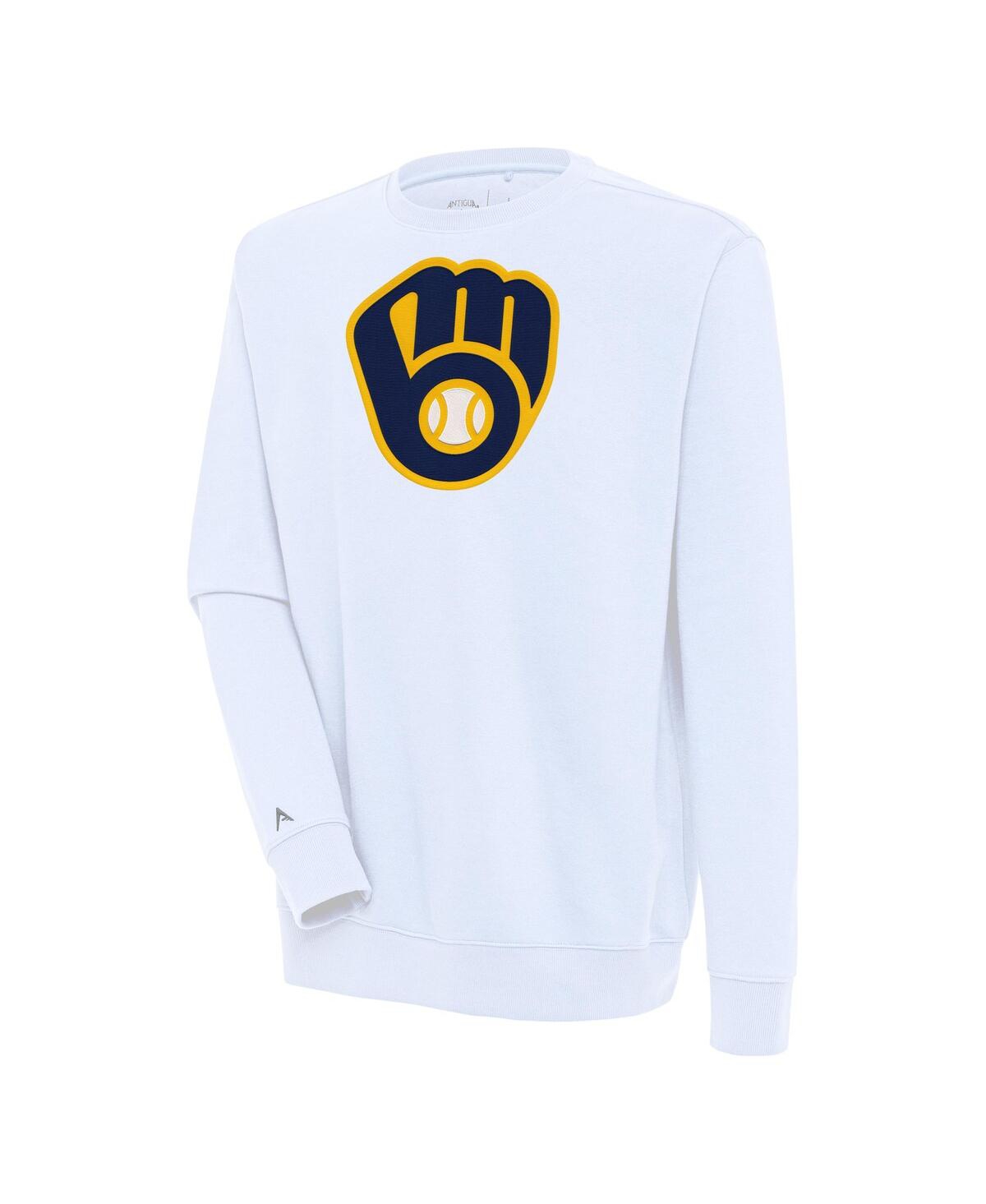 Click here for Antigua Mens White Milwaukee Brewers Victory Pullo... prices