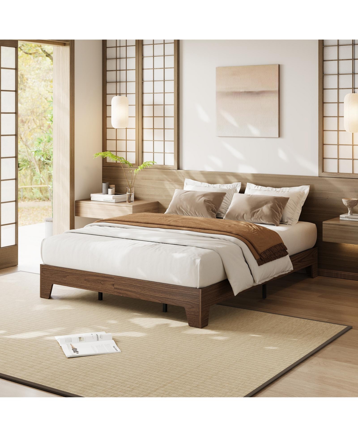 Click here for Homfan Wood Platform Bed Frame with Underbed Stora... prices