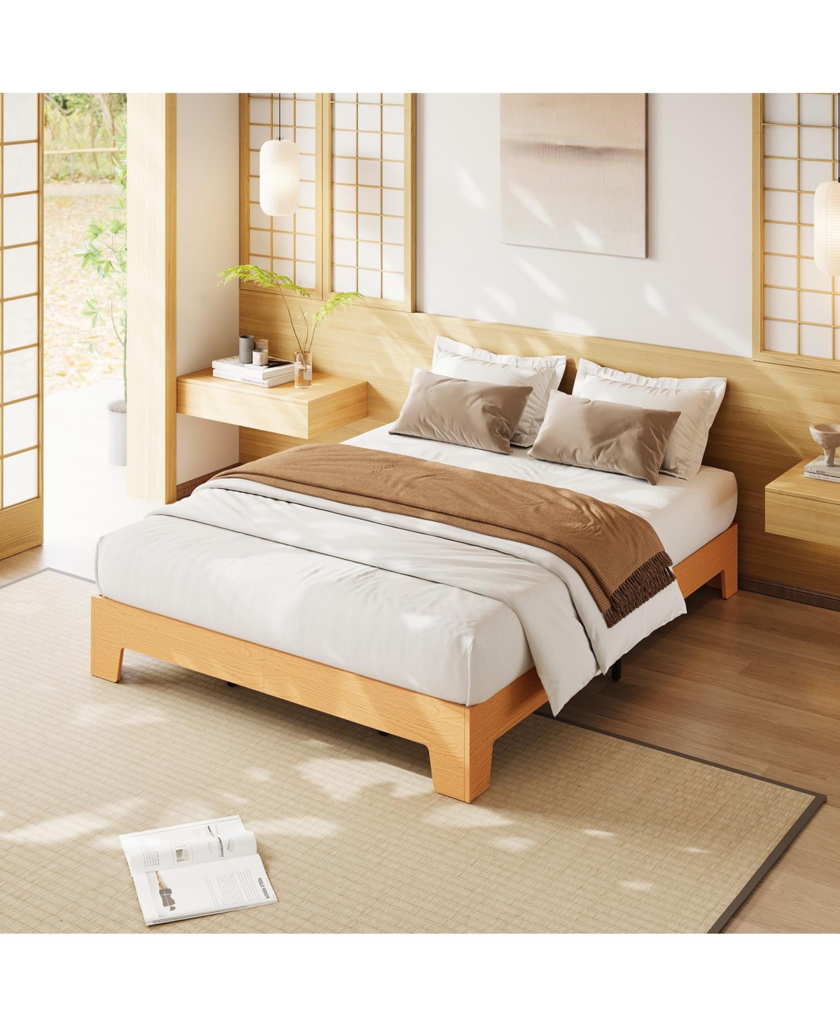 Click here for Homfan Wood Platform Bed Frame with Underbed Stora... prices