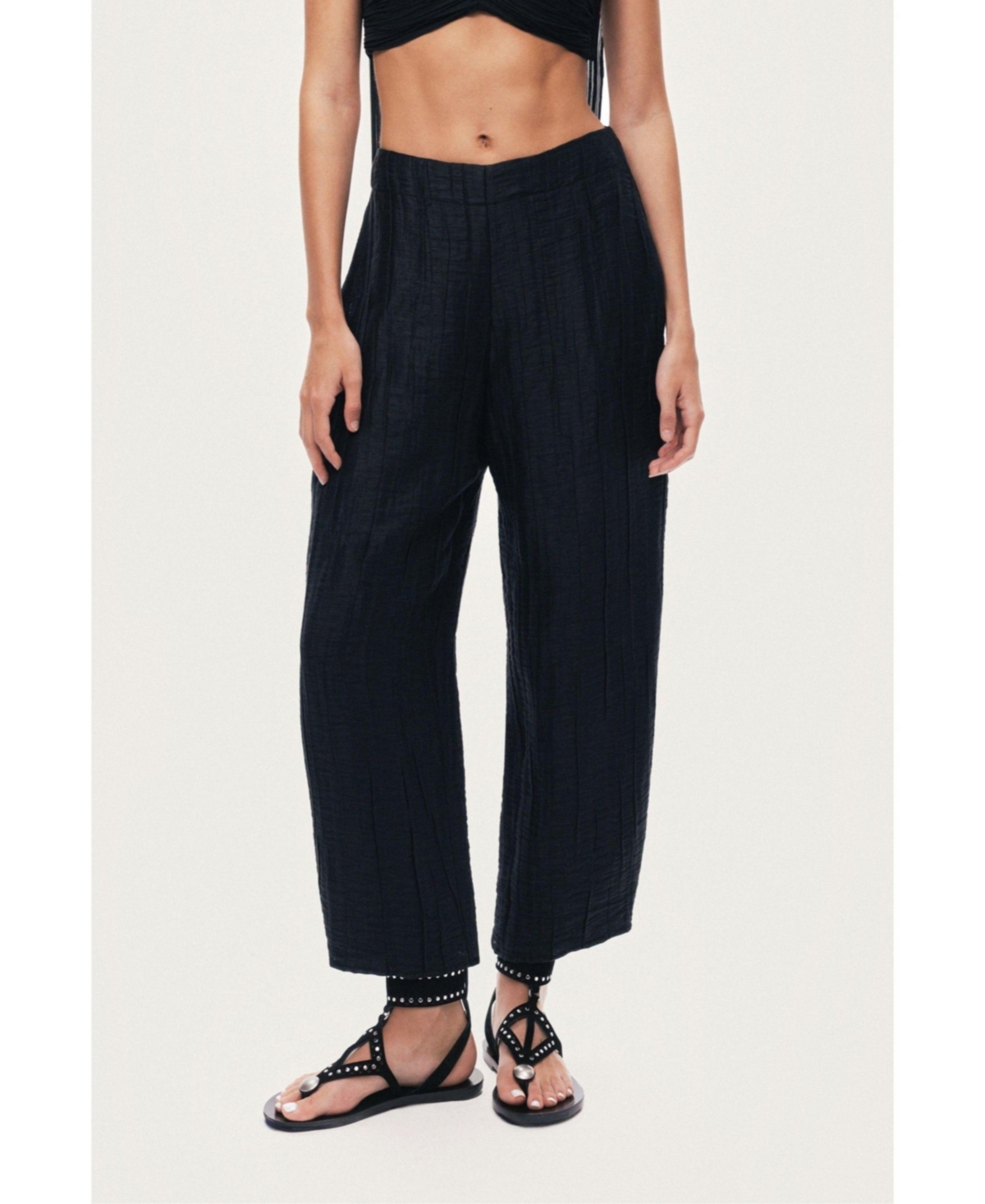 Click here for Nocturne Womens Relaxed Linen Pants - Black prices