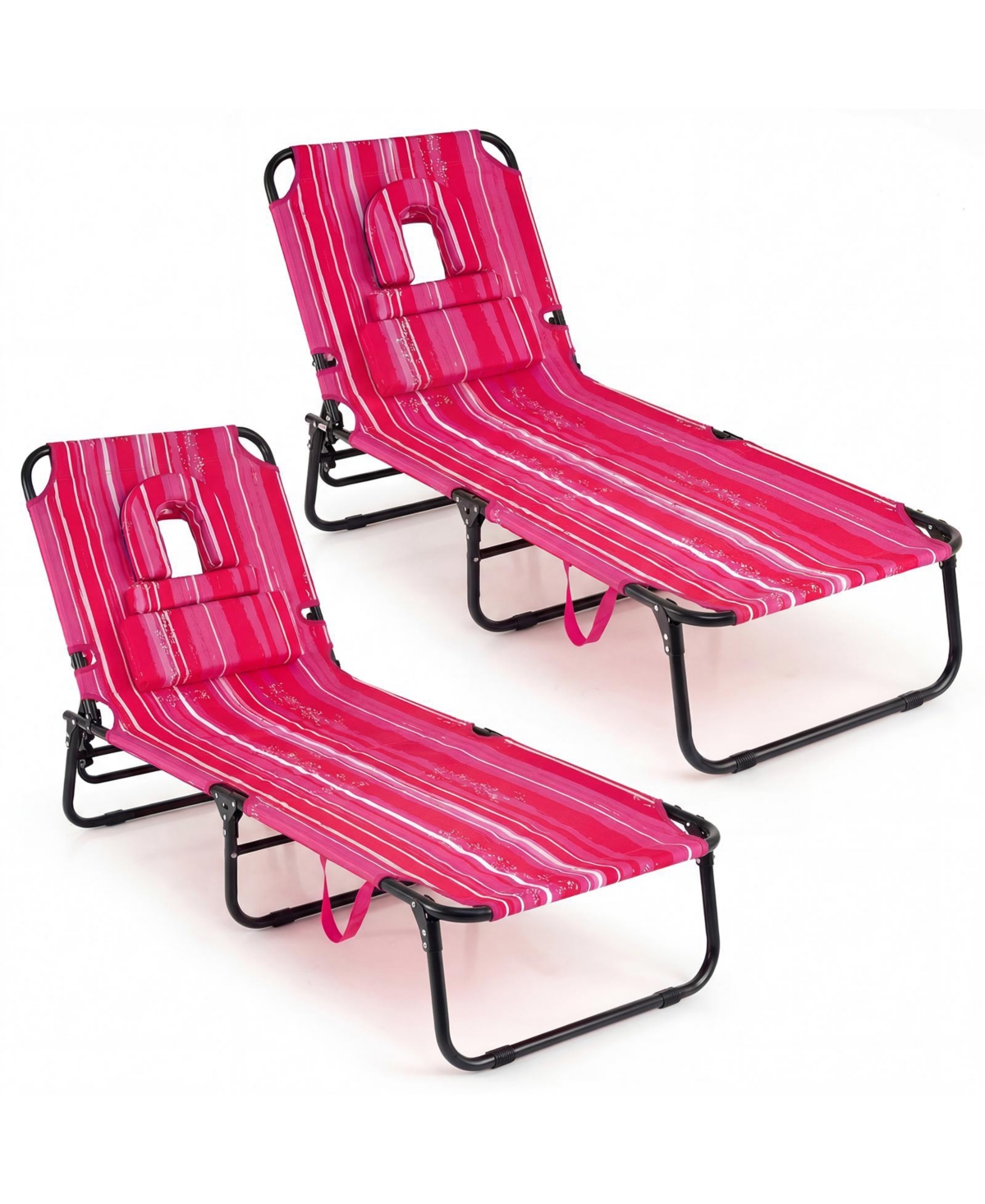 Click here for Gymax 2PCS Folding Beach Sun Lounger w/Face Hole R... prices