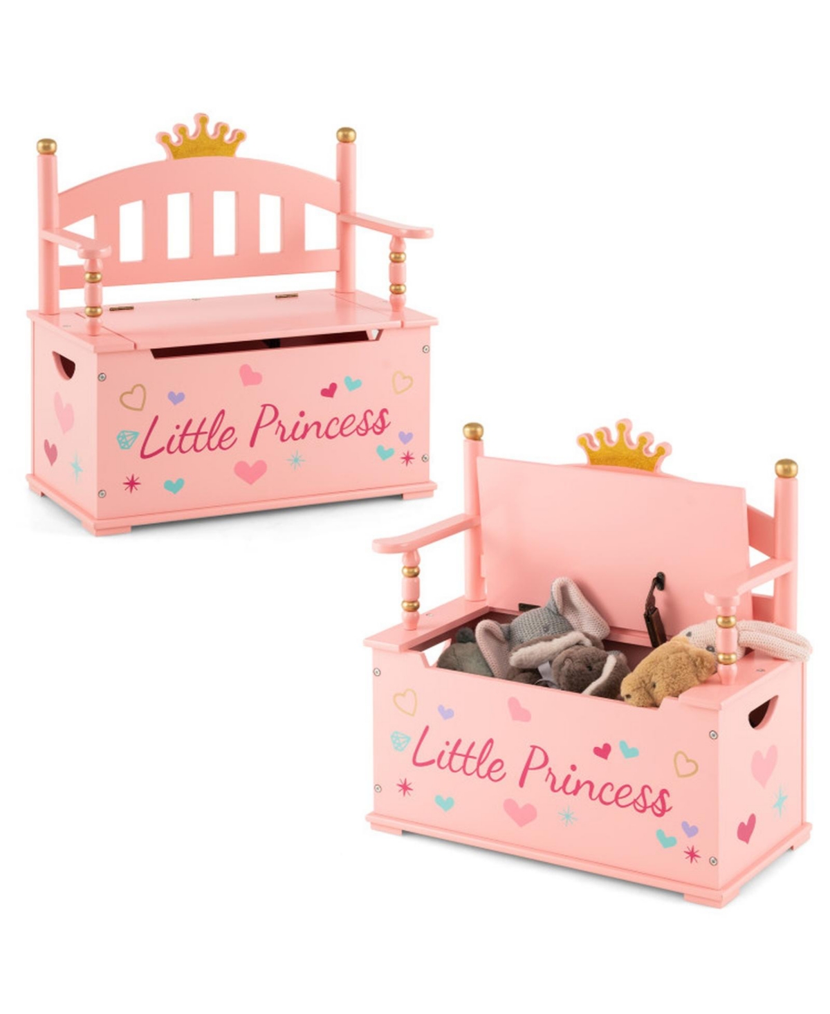 Click here for Gouun 2-in-1 Kids Princess Toy Box with Safe Hinge... prices