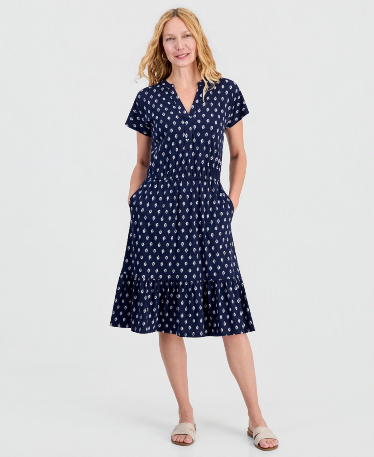 Click here for Style & Co Womens Printed Short-Sleeve Knit Dress... prices