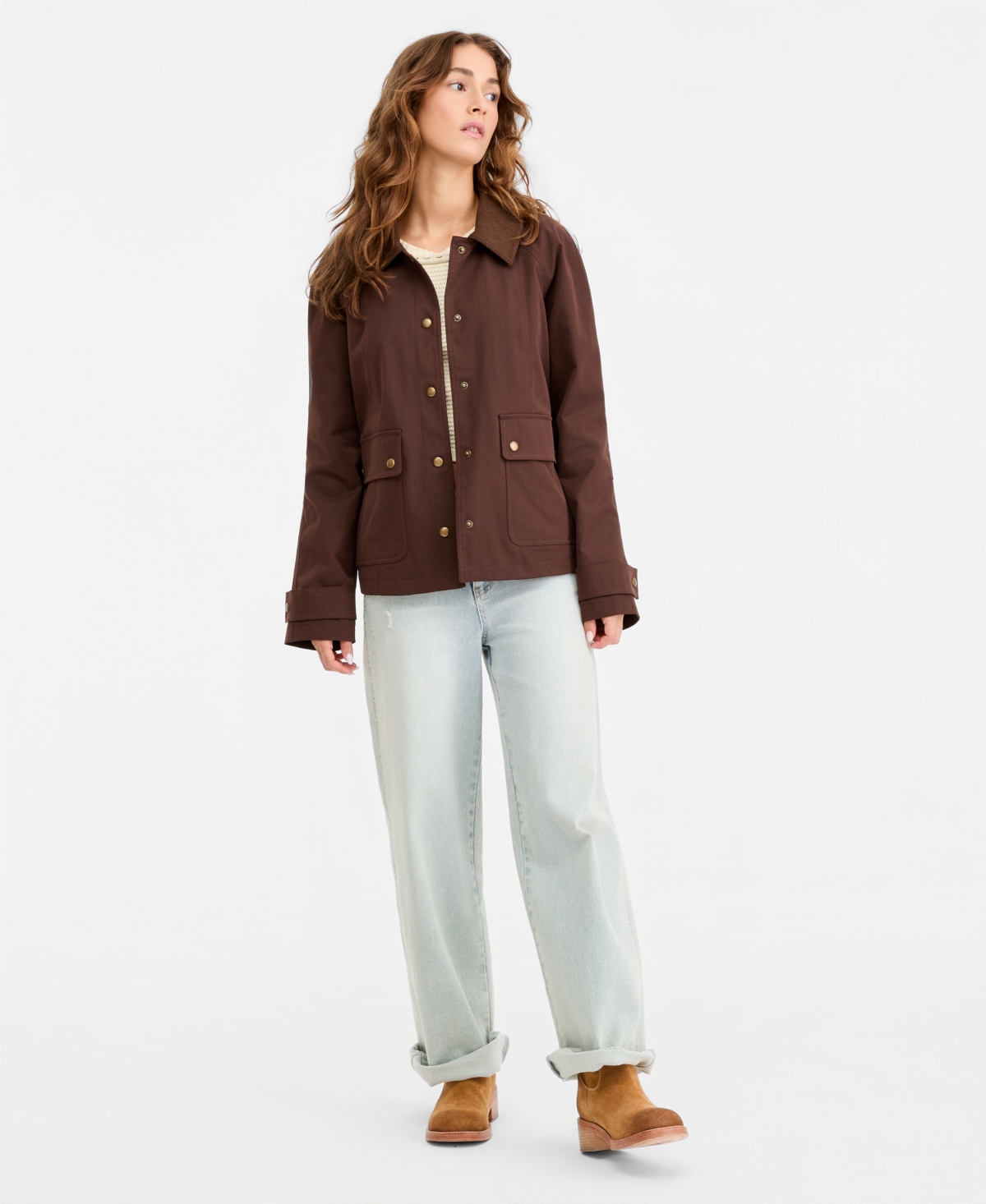 Click here for Maralyn & Me Juniors Contrast-Collar Snap-Front Ba... prices