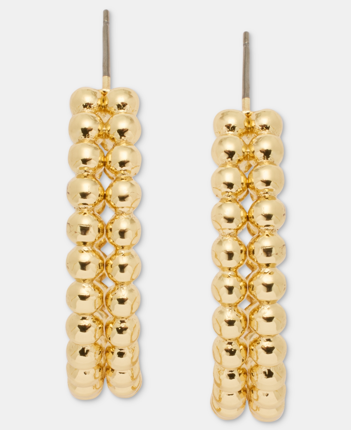Click here for Anne Klein Gold-Tone 2-Row Metal Beaded C Hoop Ear... prices