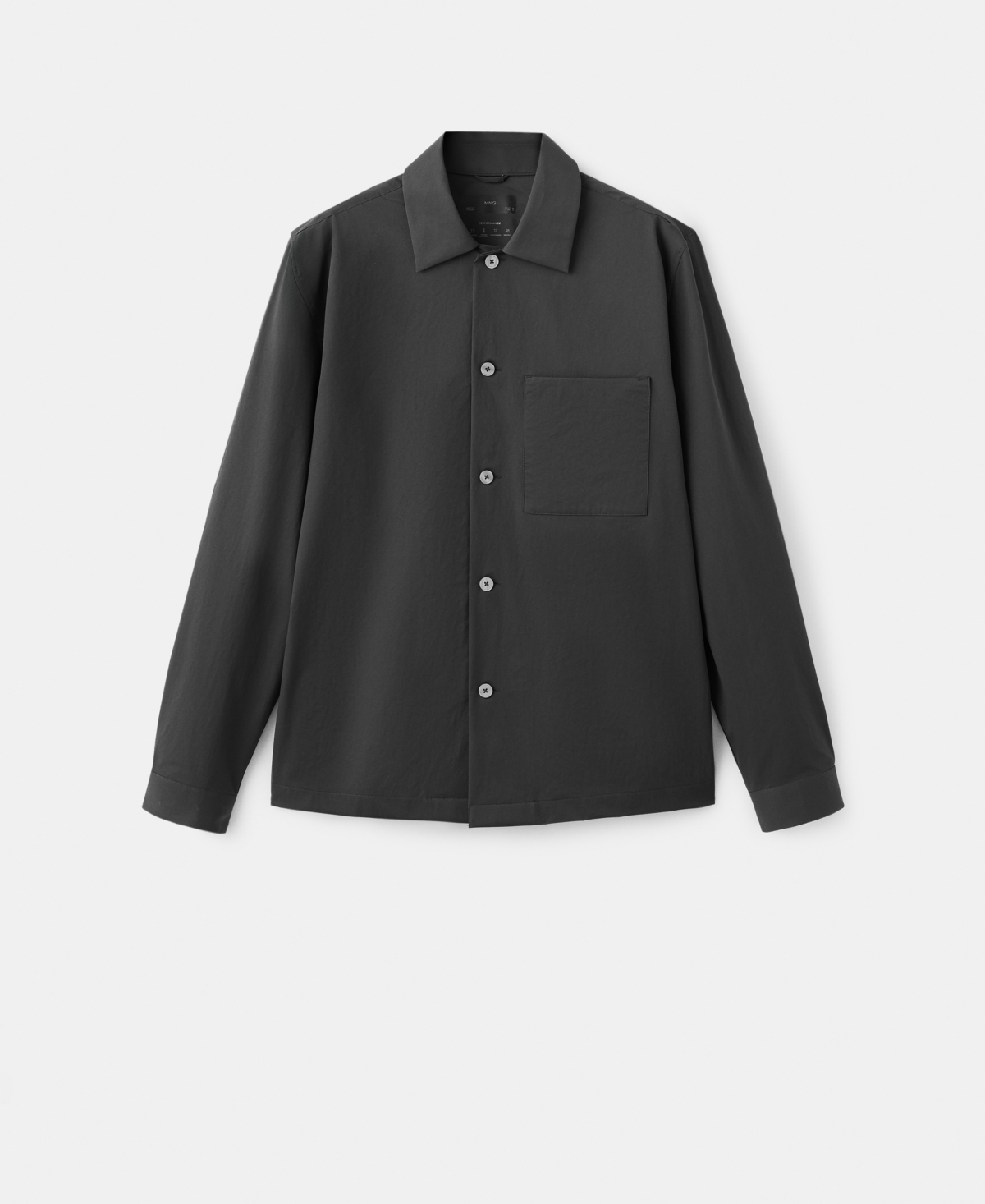 Click here for Mango Mens Non-Iron Pocket Overshirt - Dark Heathe... prices