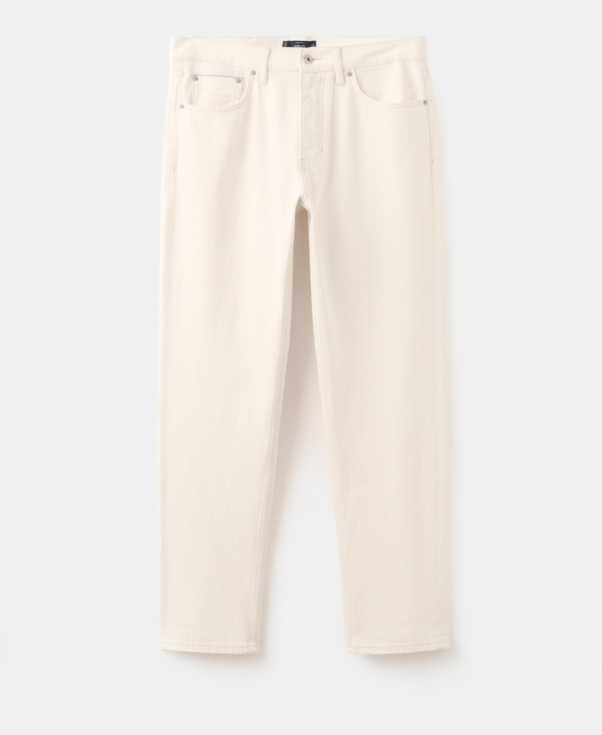Click here for Mango Mens Regular-Fit Cropped Jeans - Off White prices