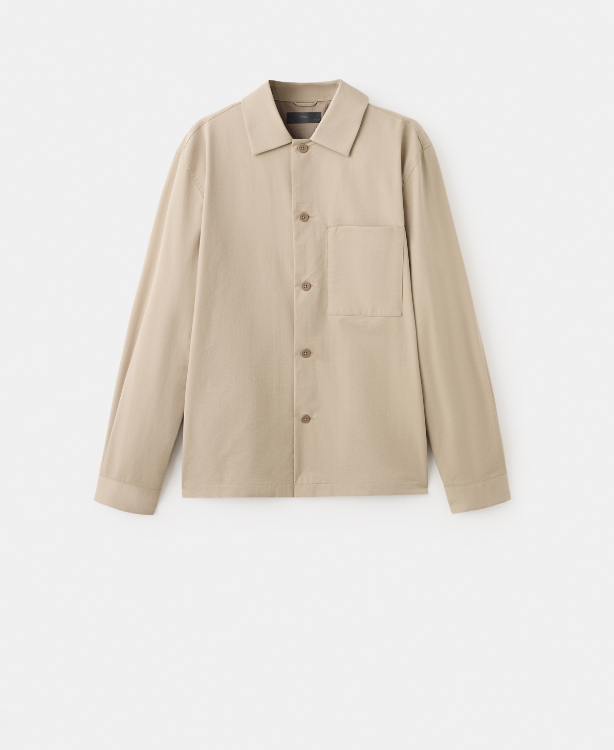 Click here for Mango Mens Non-Iron Pocket Overshirt - Beige prices