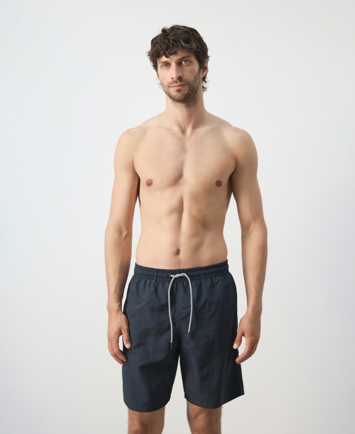 Click here for Mango Mens Basic Drawstring Swimsuit - Navy prices