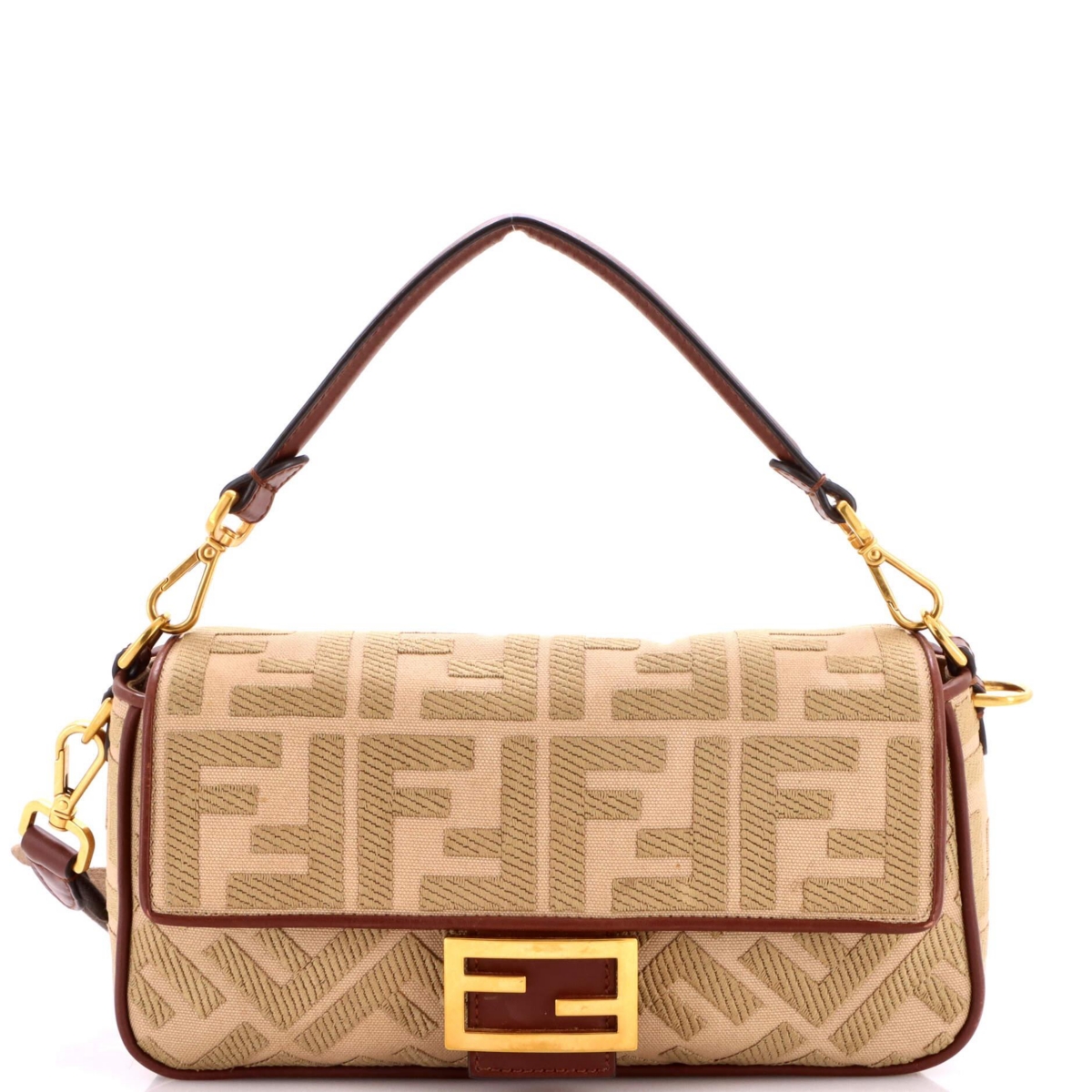 Click here for Pre-Owned Fendi Medium Baguette Nm Bag Zucca Embro... prices
