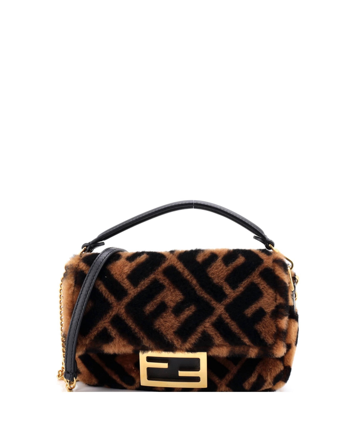 Click here for Pre-Owned Fendi Mini Baguette Nm Bag Zucca Shearli... prices