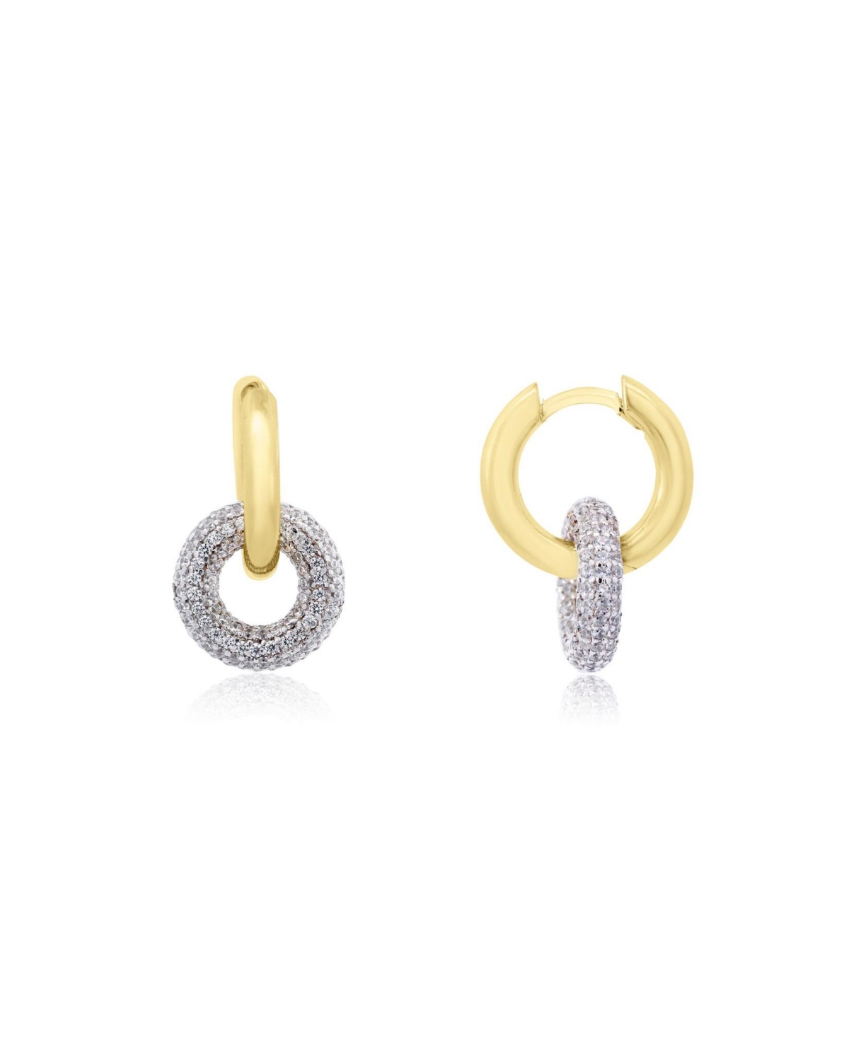 Click here for The Lovery Cz Double Drop Hoop Earrings 14K Plated... prices