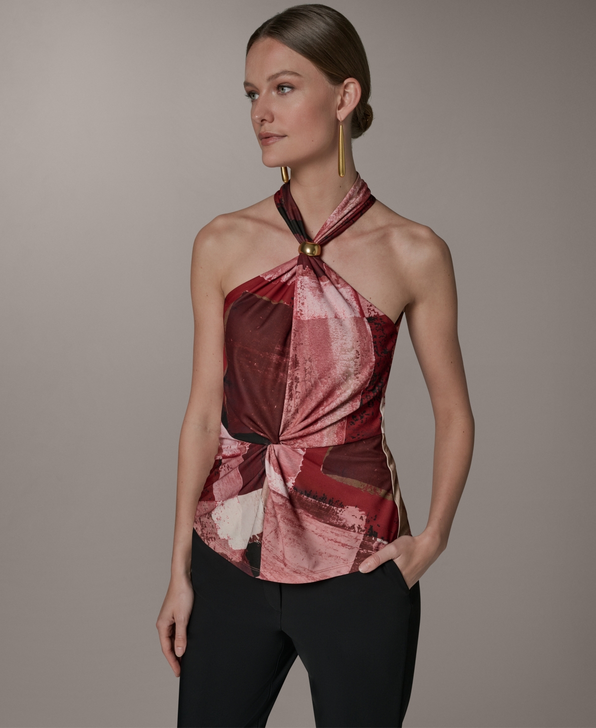 Click here for Donna Karan New York Womens Geometric Printed Halt... prices