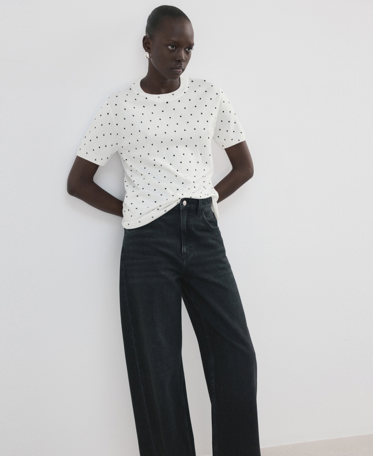 Click here for Mango Womens Polka-Dot Knitted Sweater - Off White prices